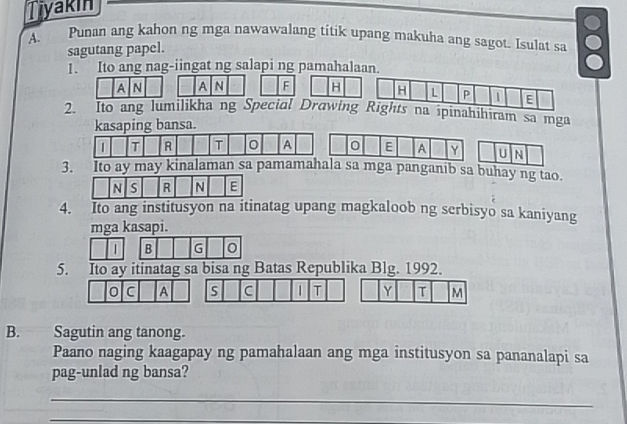 A Punan ang kahon ng mga nawawalang titik | StudyX