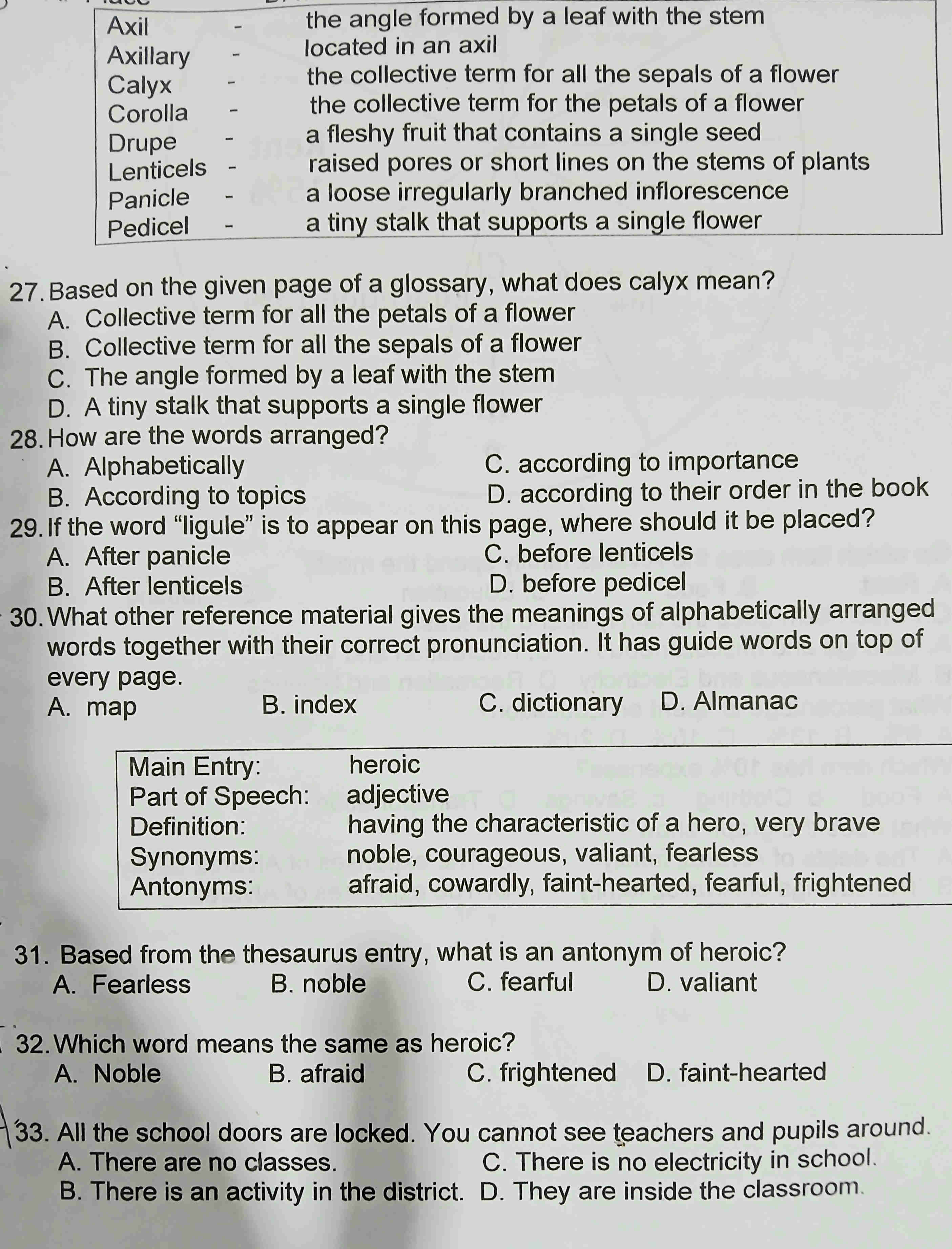 Axil - the angle formed by a leaf with the | StudyX