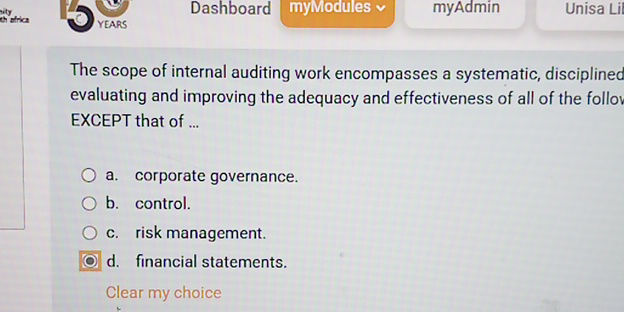 The scope of internal auditing work | StudyX