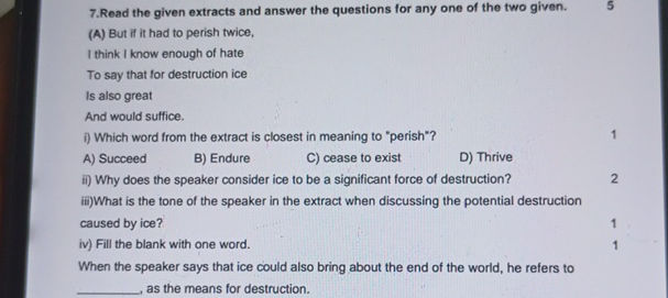 7Read the given extracts and answer the | StudyX