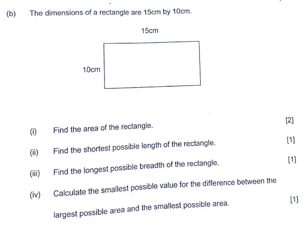 (b) The dimensions of a rectangle are 15cm | StudyX