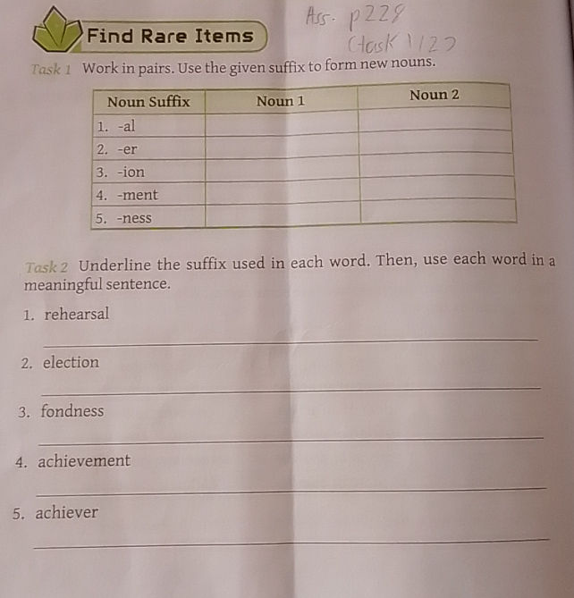 Task 1 Work in pairs Use the given suffix to | StudyX
