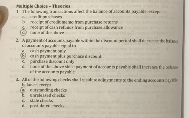 Multiple Choice - Theories 1 The following | StudyX