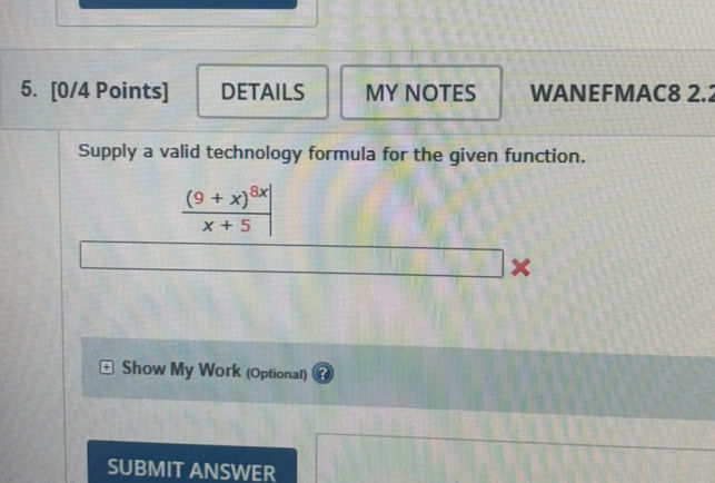Supply a valid technology formula for the | StudyX
