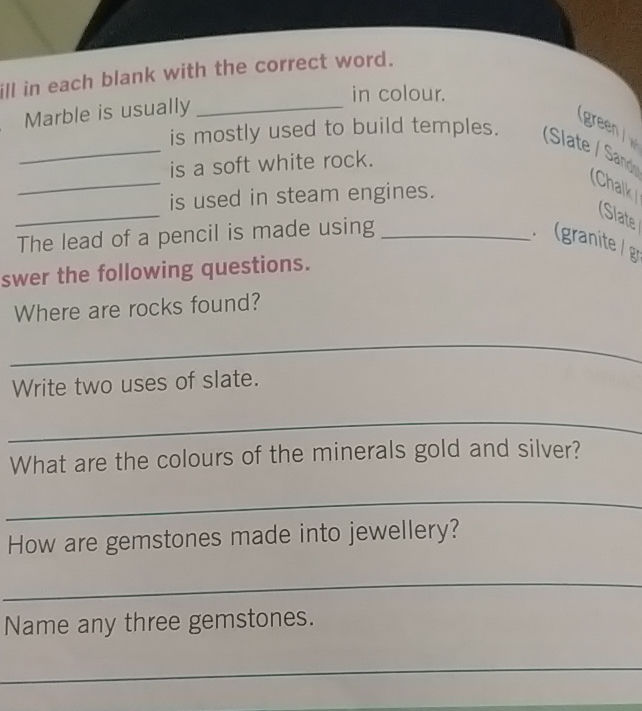 Fill in each blank with the correct word - | StudyX