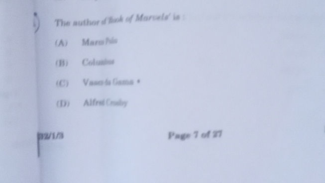 The author of Book of Marvels is: (A) Marco