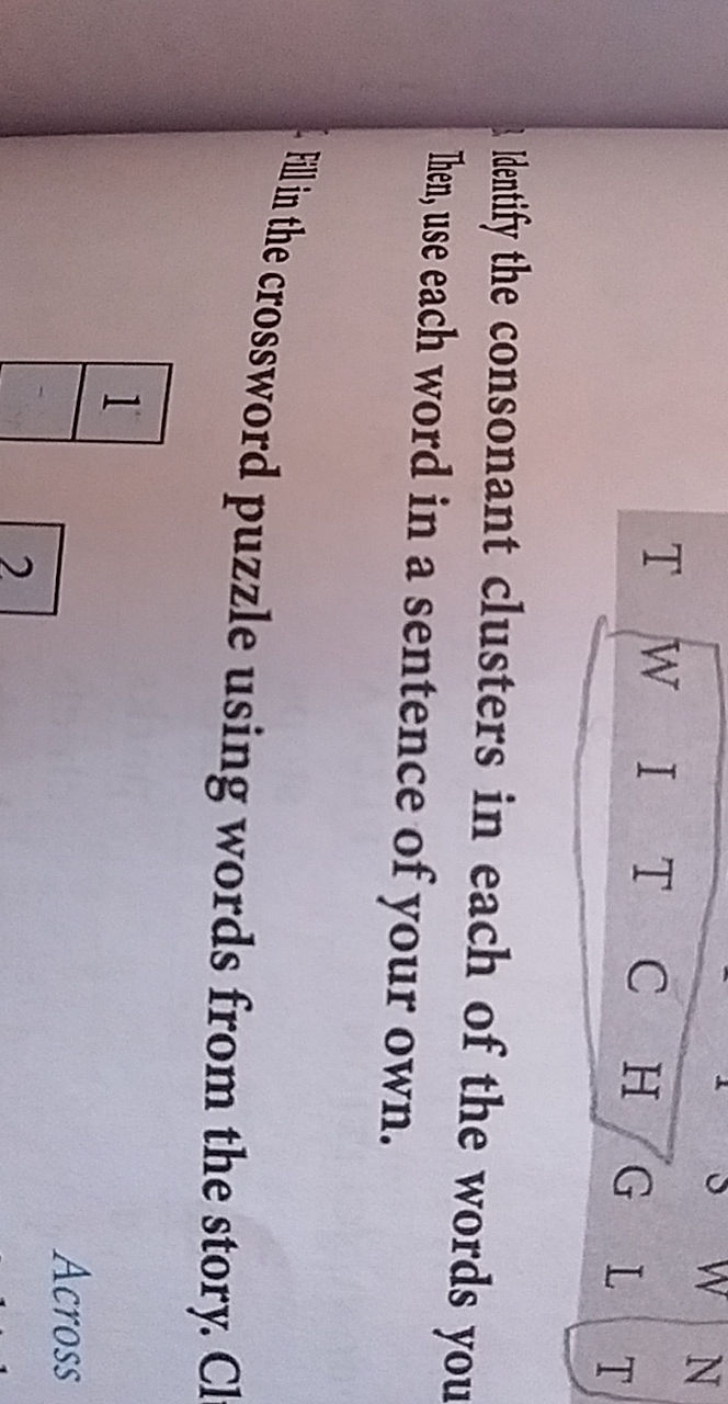 Identify the consonant clusters in each of | StudyX
