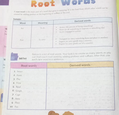 Below is a list of root words Your task is | StudyX