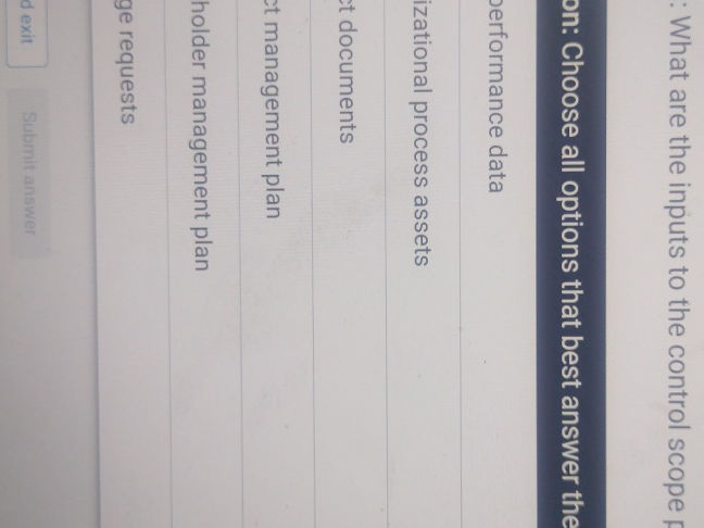 What are the inputs to the control scope | StudyX