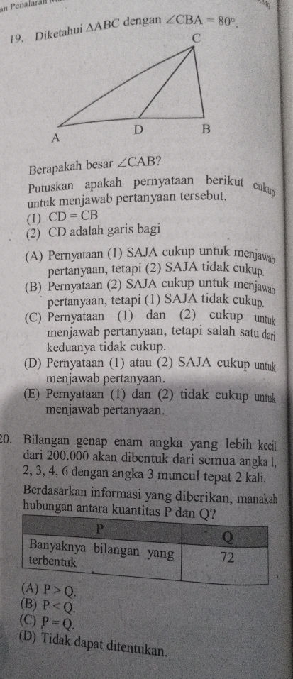 19 Diketahui ABC dengan CBA = 80 | StudyX