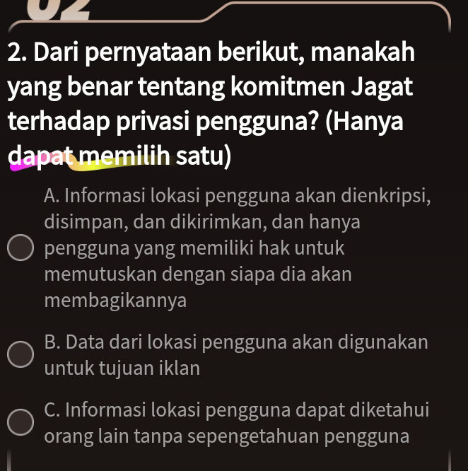 2. Dari pernyataan berikut, manakah yang | StudyX