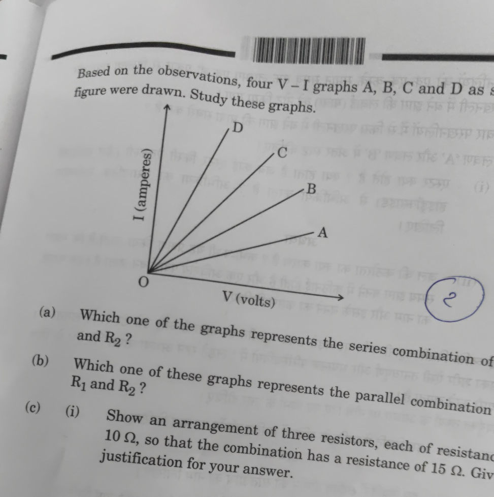 Based on the observations, four V - I graphs | StudyX