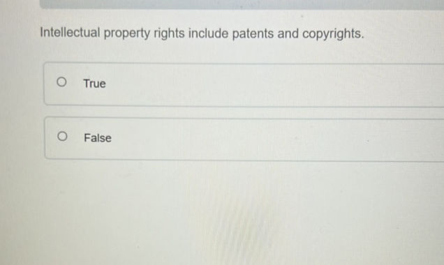 Intellectual property rights include patents | StudyX
