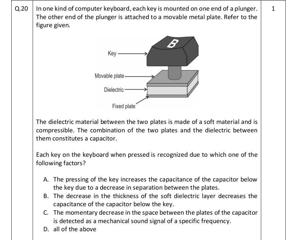 Q20 In one kind of computer keyboard each | StudyX