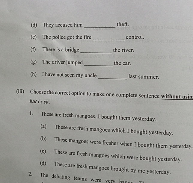 (iii) Choose the correct option to make one