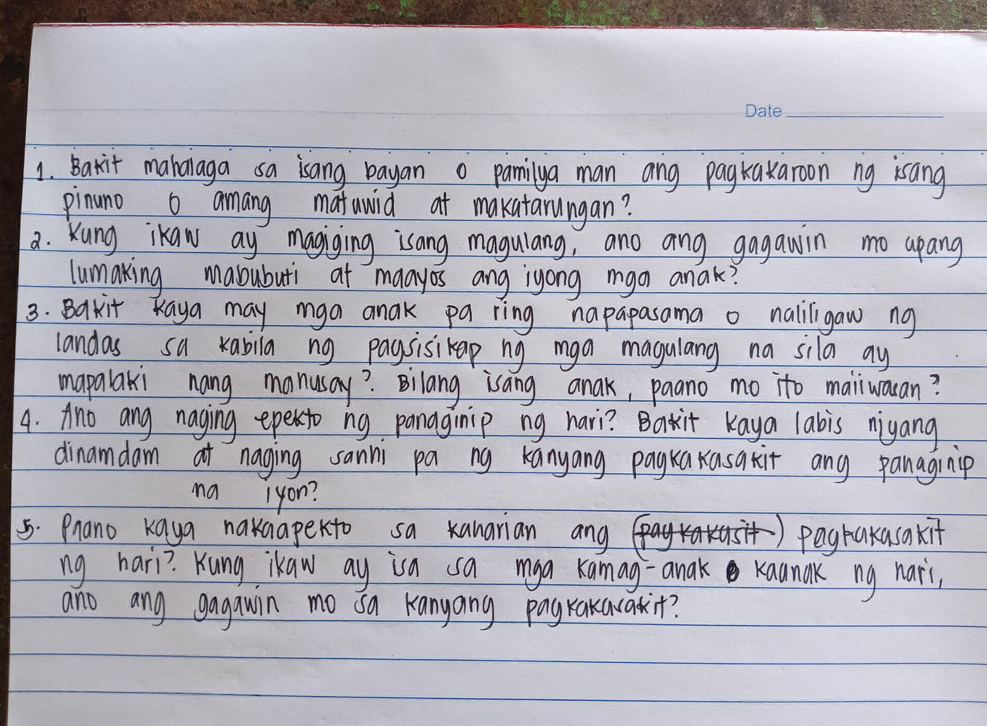 1. Bakit mahalaga sa isang bayan o pamilya | StudyX