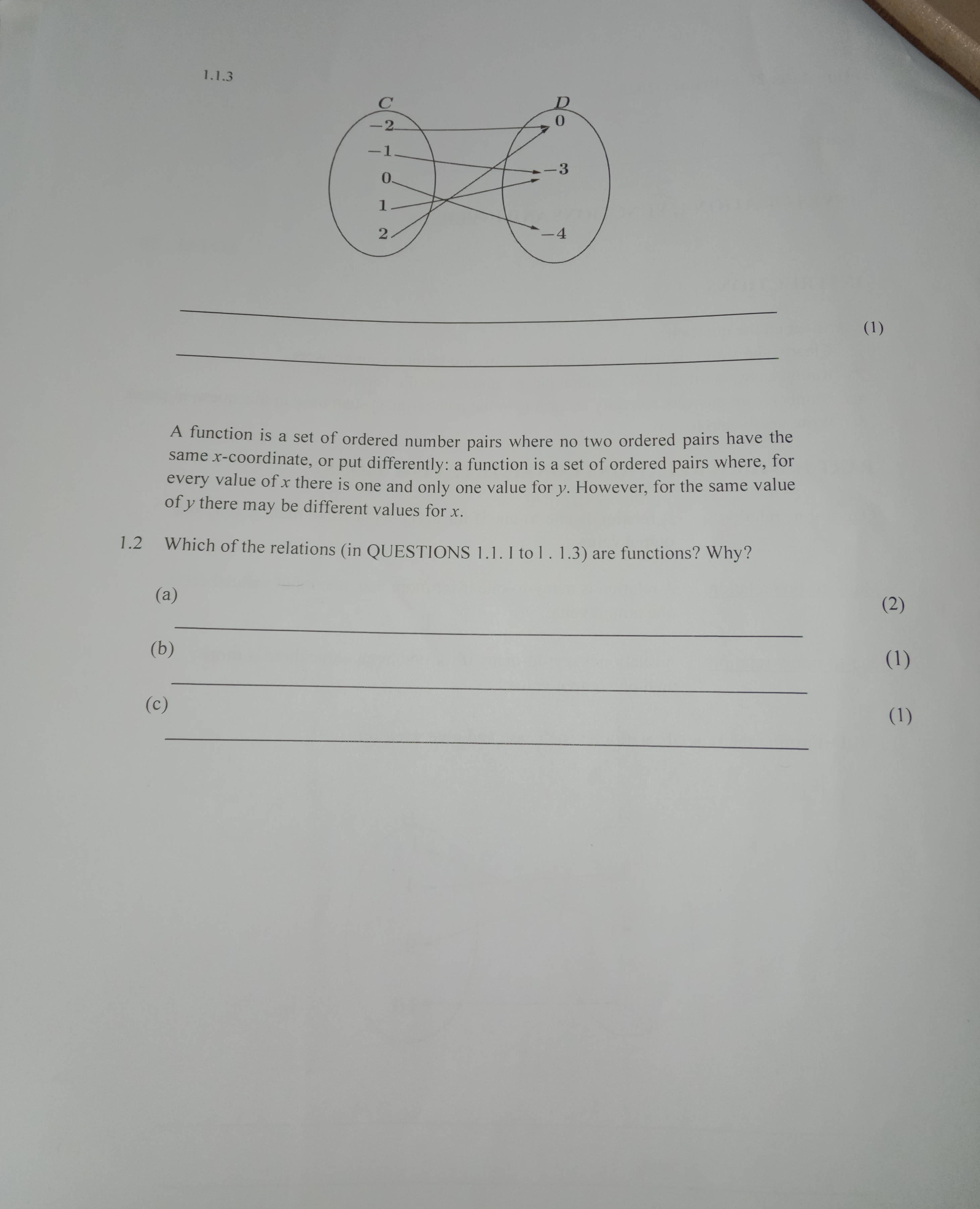 A function is a set of ordered number pairs | StudyX