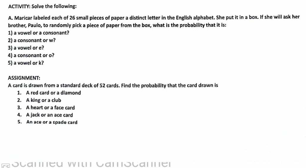 ACTIVITY Solve the following A Maricar | StudyX