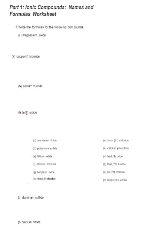 Part 1: Ionic Compounds: Names and Formulas | StudyX