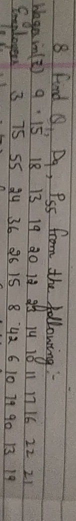 8 Find Q, Da, Pss from the following:-
