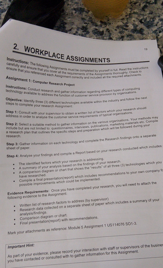 2 WORKPLACE ASSIGNMENTS Instructions The | StudyX