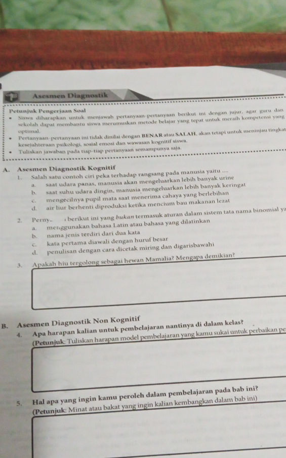 A Asesmen Diagnostik Kognitif 1 Salah satu | StudyX