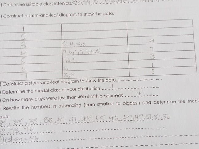 ) Determine suitable class intervals -) | StudyX