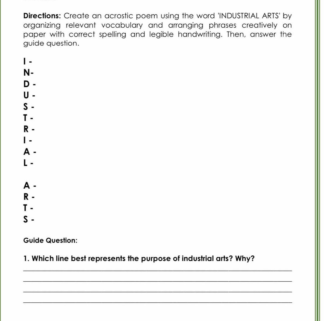 Directions Create an acrostic poem using the | StudyX