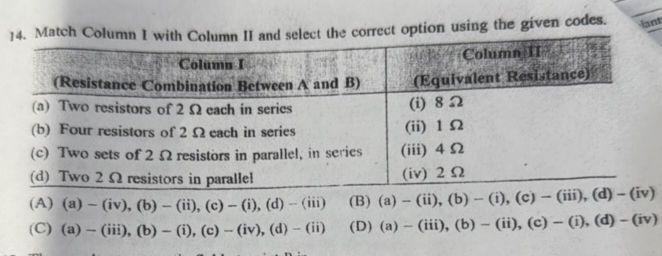 14 Match Column I with Column II and select | StudyX