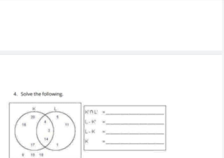 Solve the following. K L {|c|c|} 20 8 16 4