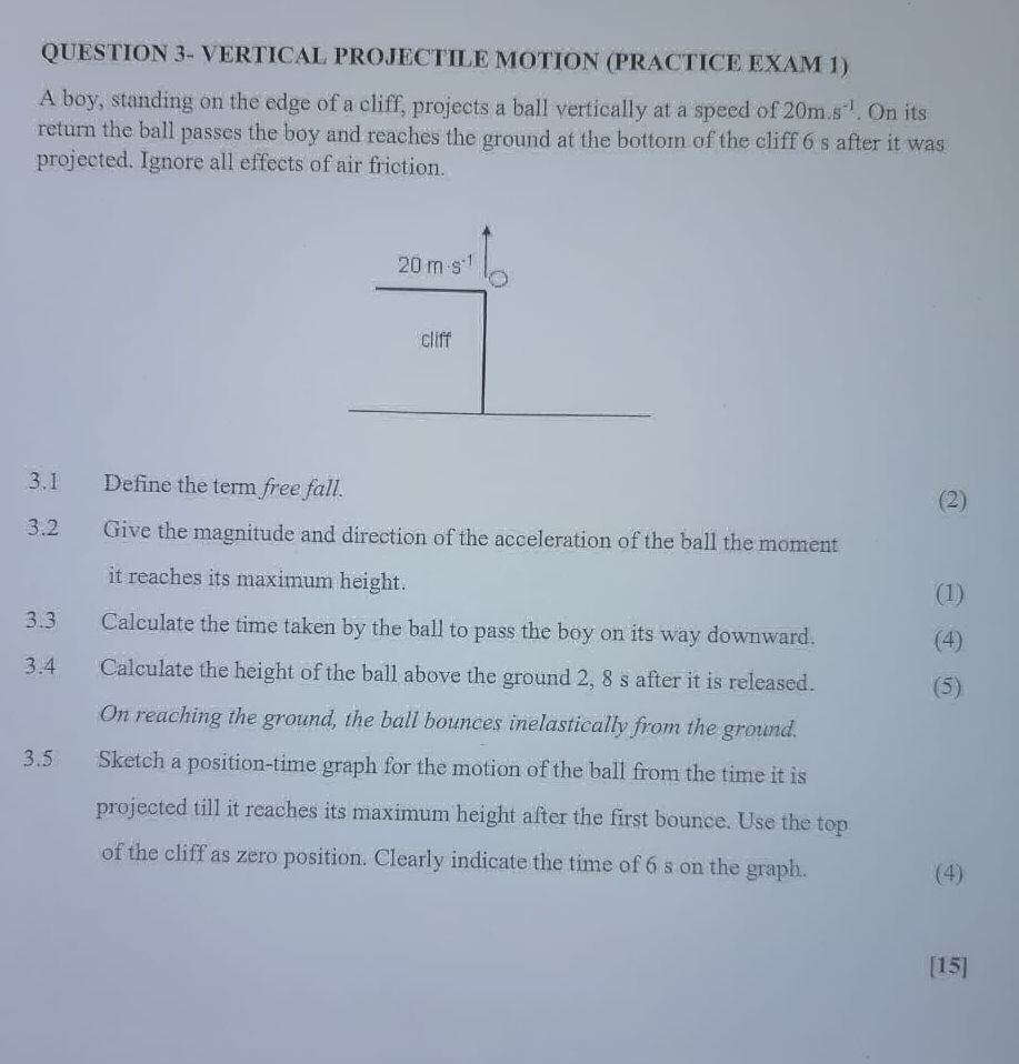 QUESTION 3- VERTICAL PROJECTILE MOTION | StudyX