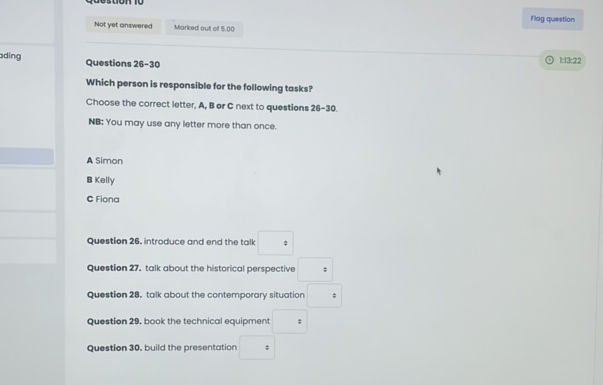 Questions 26-30 Which person is responsible | StudyX