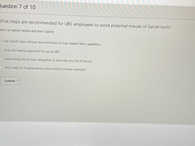 What steps are recommended for UBS employees | StudyX