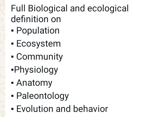 Full Biological and ecological definition on | StudyX