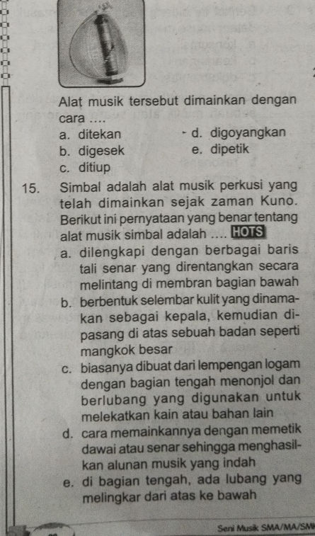15 Simbal adalah alat musik perkusi yang | StudyX