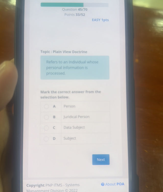 Question 45/70 Points 33/52 EASY 1pts Topic | StudyX