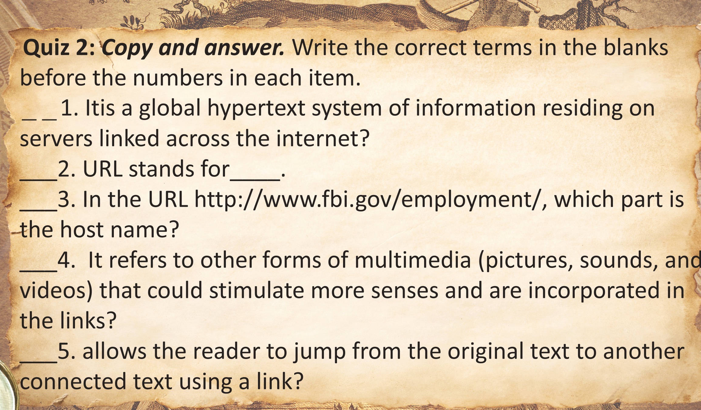 Quiz 2: Copy and answer. Write the correct | StudyX