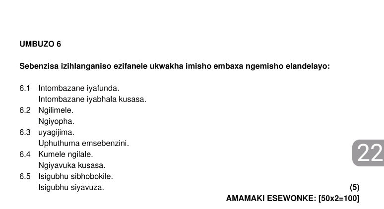 UMBUZO 6 Sebenzisa izihlanganiso ezifanele