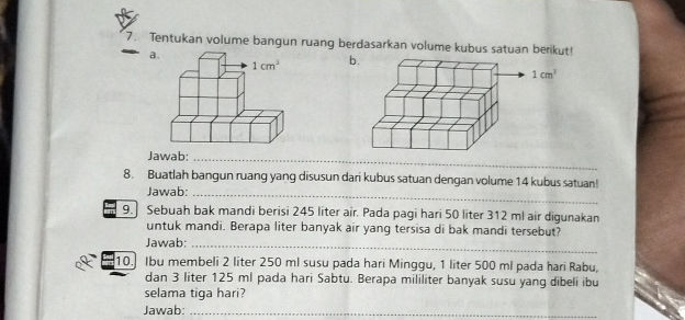 Tentukan volume bangun ruang berdasarkan | StudyX