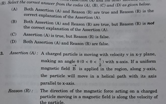 Assertion (A): A charged particle is moving