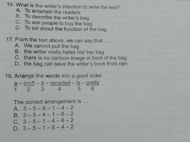 16. What is the writer's intention to write | StudyX