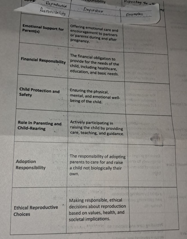 Reproductive Responsibility Definition | StudyX