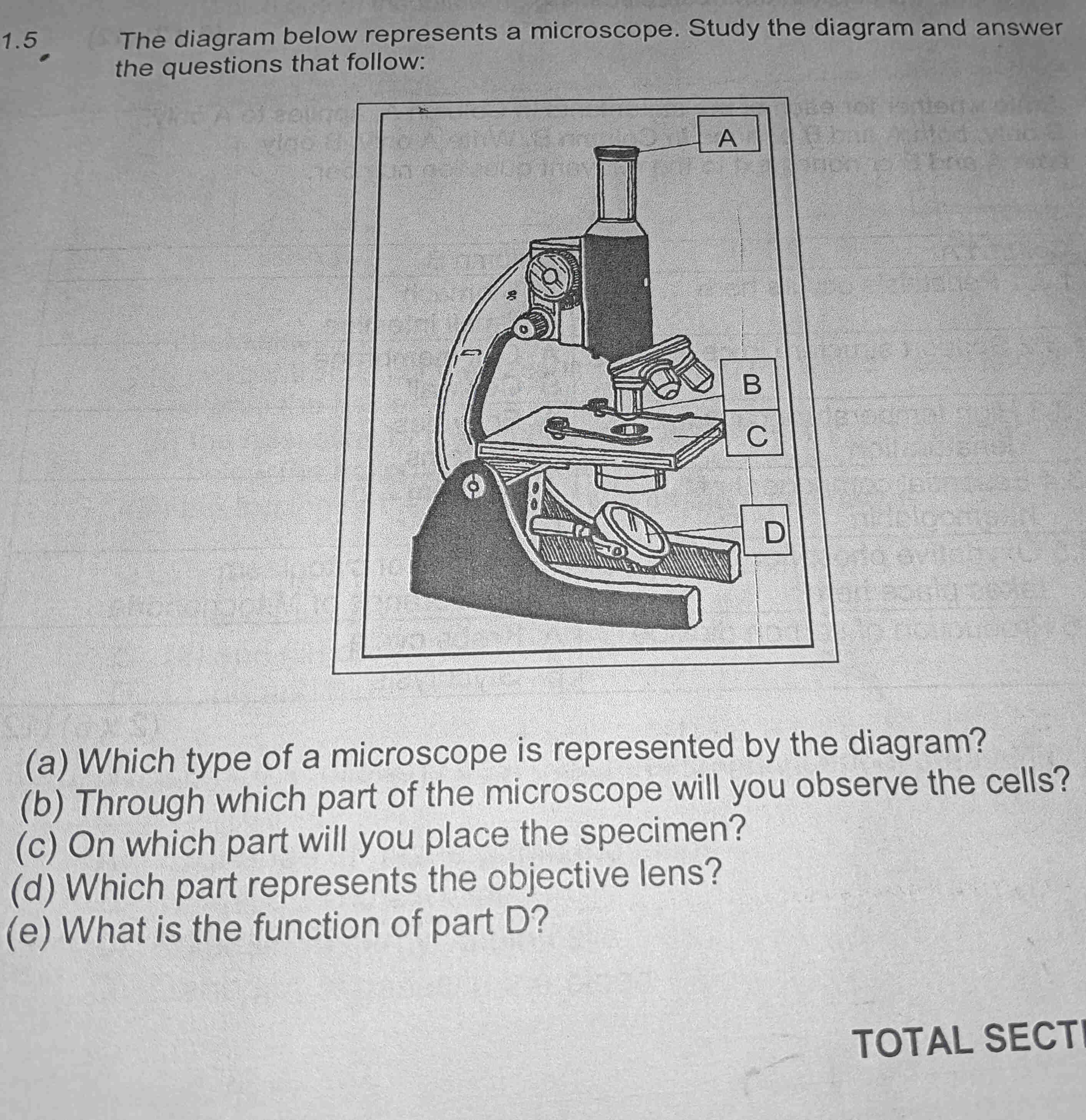 The diagram below represents a microscope | StudyX