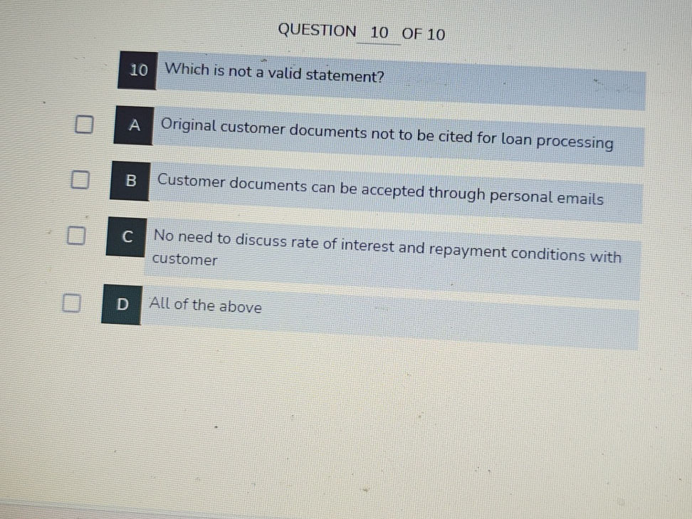 10 Which is not a valid statement? A | StudyX