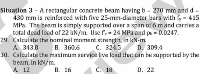 Situation 3 - A rectangular concrete beam | StudyX