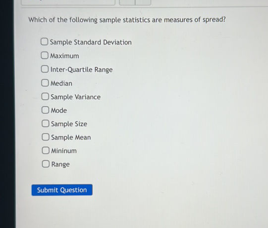 Which of the following sample statistics are | StudyX