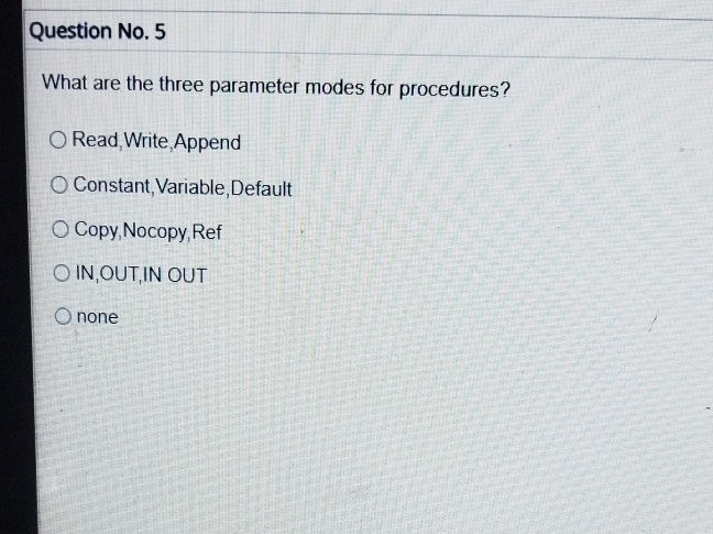 What are the three parameter modes for | StudyX