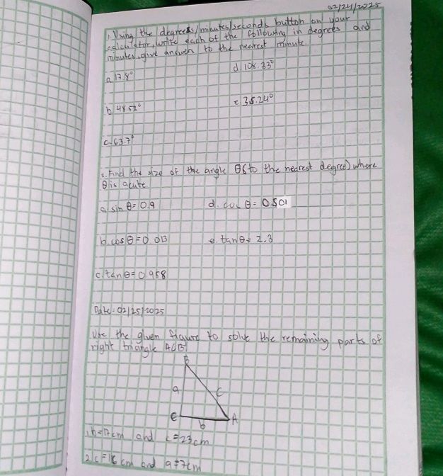 Using the degrees/minutes/seconds button on | StudyX
