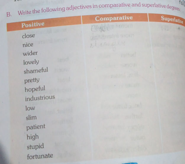 B Write the following adjectives in | StudyX