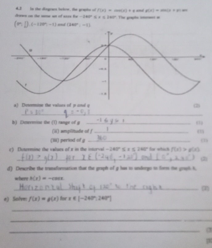 4.3 In the diagram below, the graphs of | StudyX